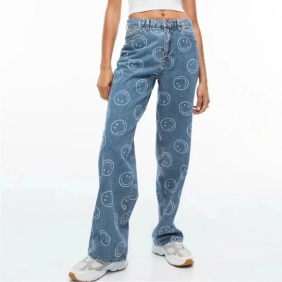 H&M | Jeans | Smiley X Hm Wide Leg High Rise Jeanssize 4 Euc 092 | Poshmark